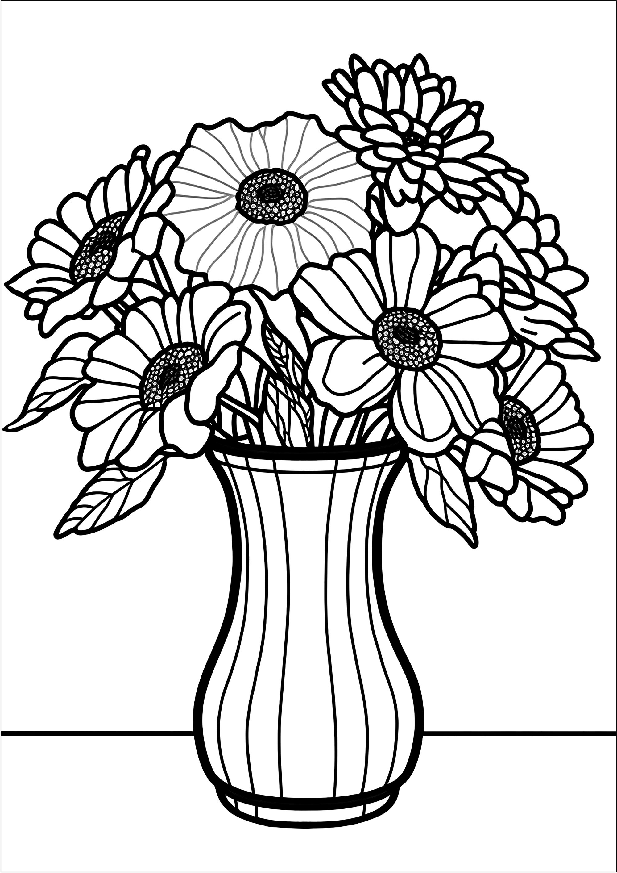 Fleurs Dans Un Vase Coloriages De Fleurs Pour Enfants